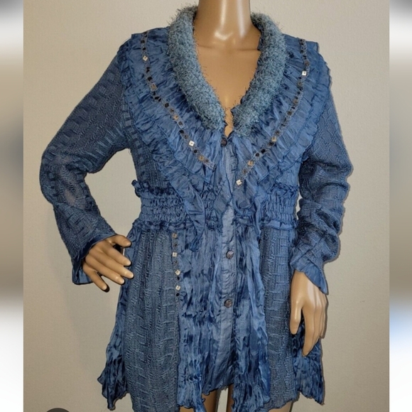 Pretty Angel | Jackets & Coats | Pretty Angel Blue Jacket Has Ruffle ...